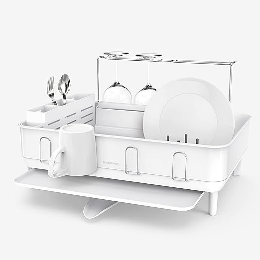 Amazon.com: simplehuman Kitchen Dish Drying Rack with Swivel Spout ...
