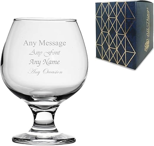 Personalised Engraved 390ml Brandy/Cognac Snifter Glass, Personalise ...