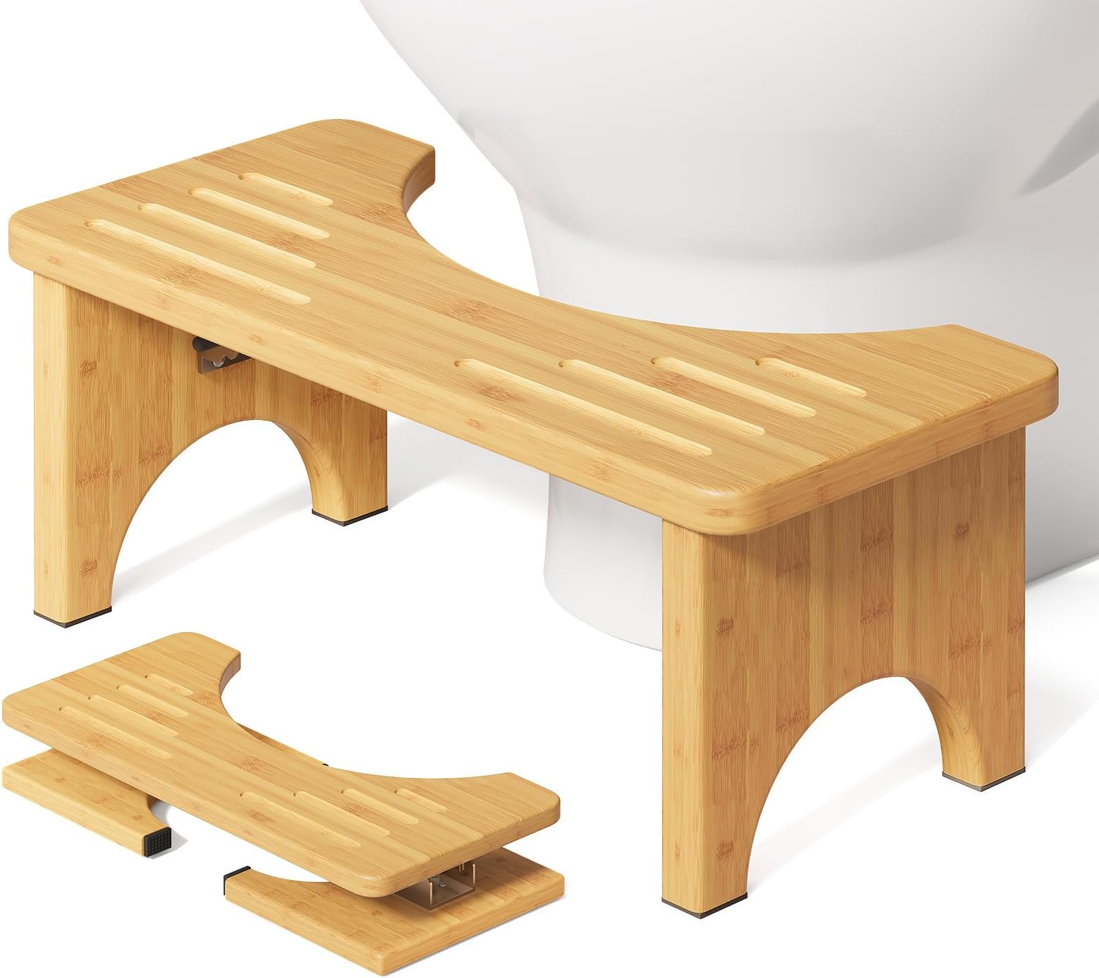 Amazon.com: Vatex Bamboo Toilet Stool, 7” Foldable Potty Poop Bathroom ...