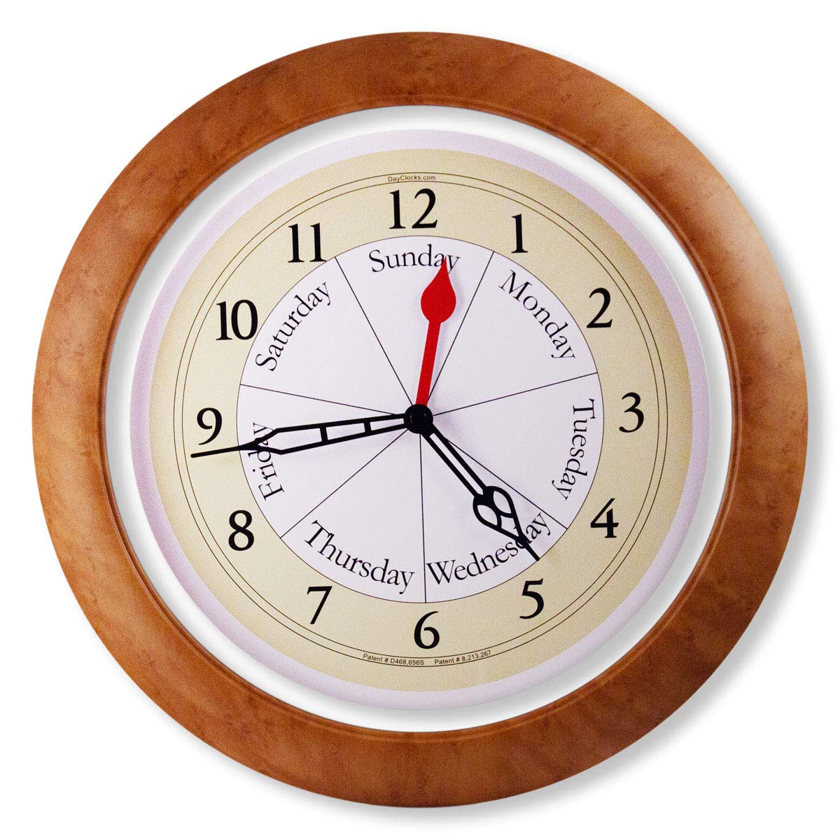 DayClocks Time & Day-of-The-Week Modern Wall Clock – Weekly Analog ...