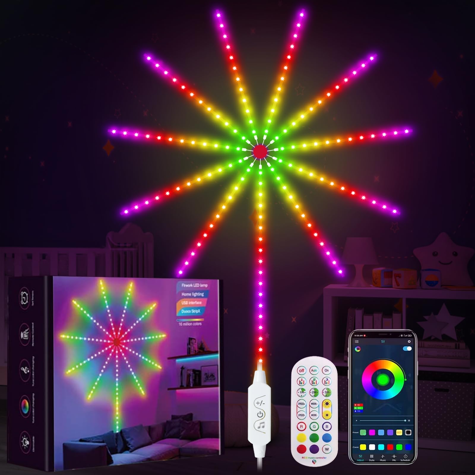 Amazon.com: CZYJPRL Smart Firework LED Lights, ICRGB Dream Color LED ...