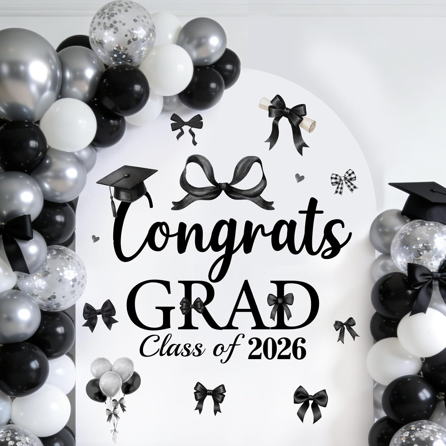 Amazon.com: Sursurprise Black Bow Congrats Grad Class of 2026 Decal ...