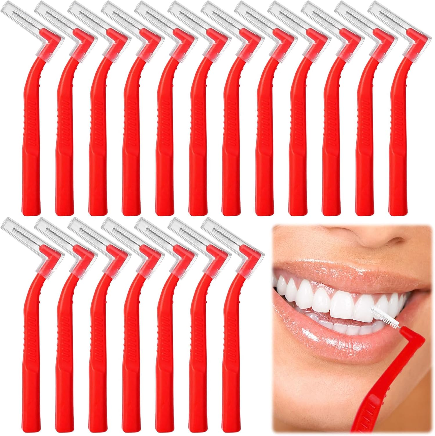 Interdental Brushes Red,20Pcs Interdental Brush Universal Dental ...