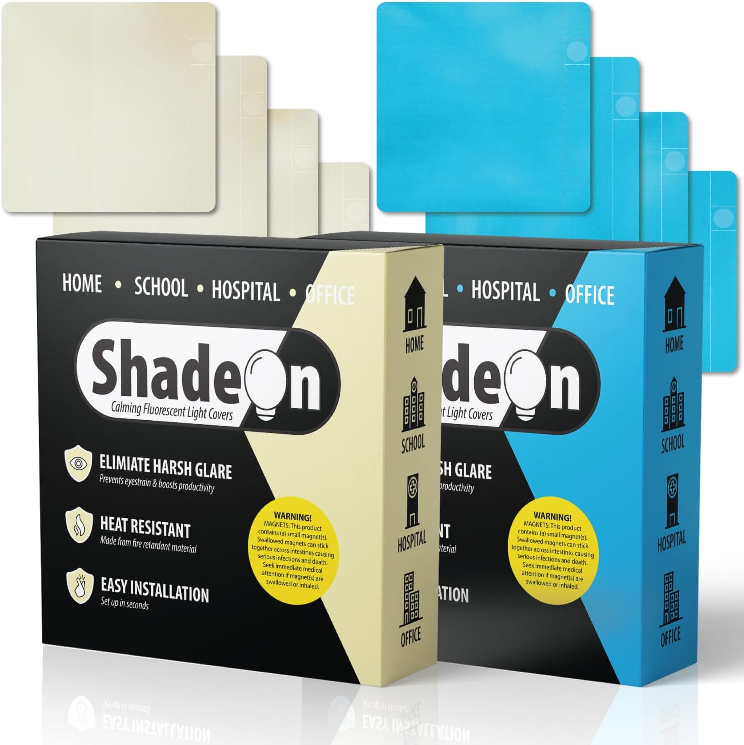 Amazon.com: ShadeOn 24" x 48" Magnetic Fluorescent Light Covers (8-Pack ...
