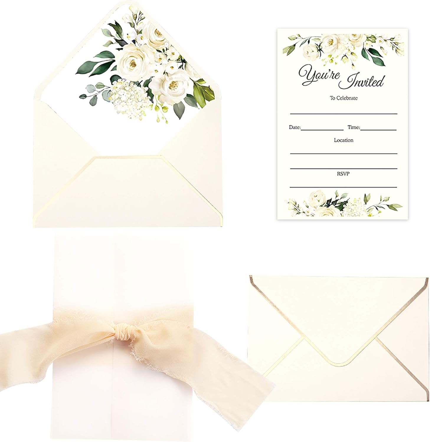 Amazon.com : DORIS HOME 25PCS Invitations Cards for Bridal Shower ...