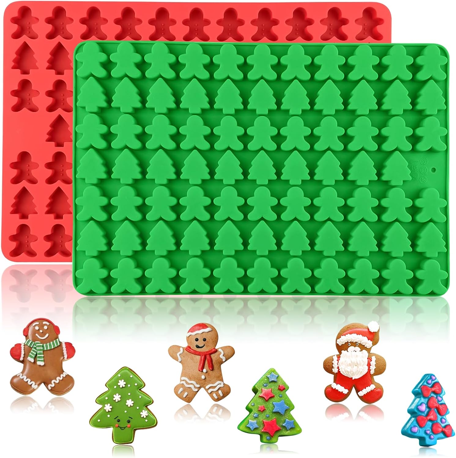 Amazon.com: FUNAWAY Christmas Silicone Molds,2 Pack 76 Cavity Christmas ...