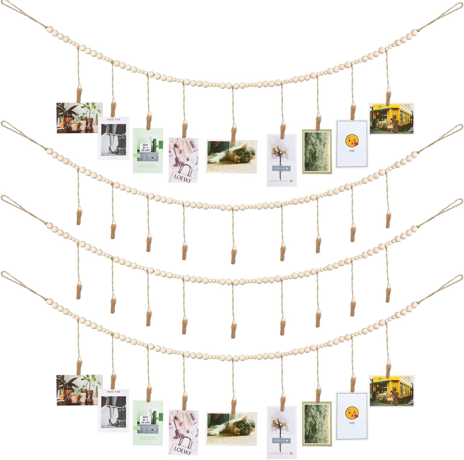 Amazon.com: Kathfly 2 Pcs Hanging Photo Display with 36 Wood Clips DIY ...