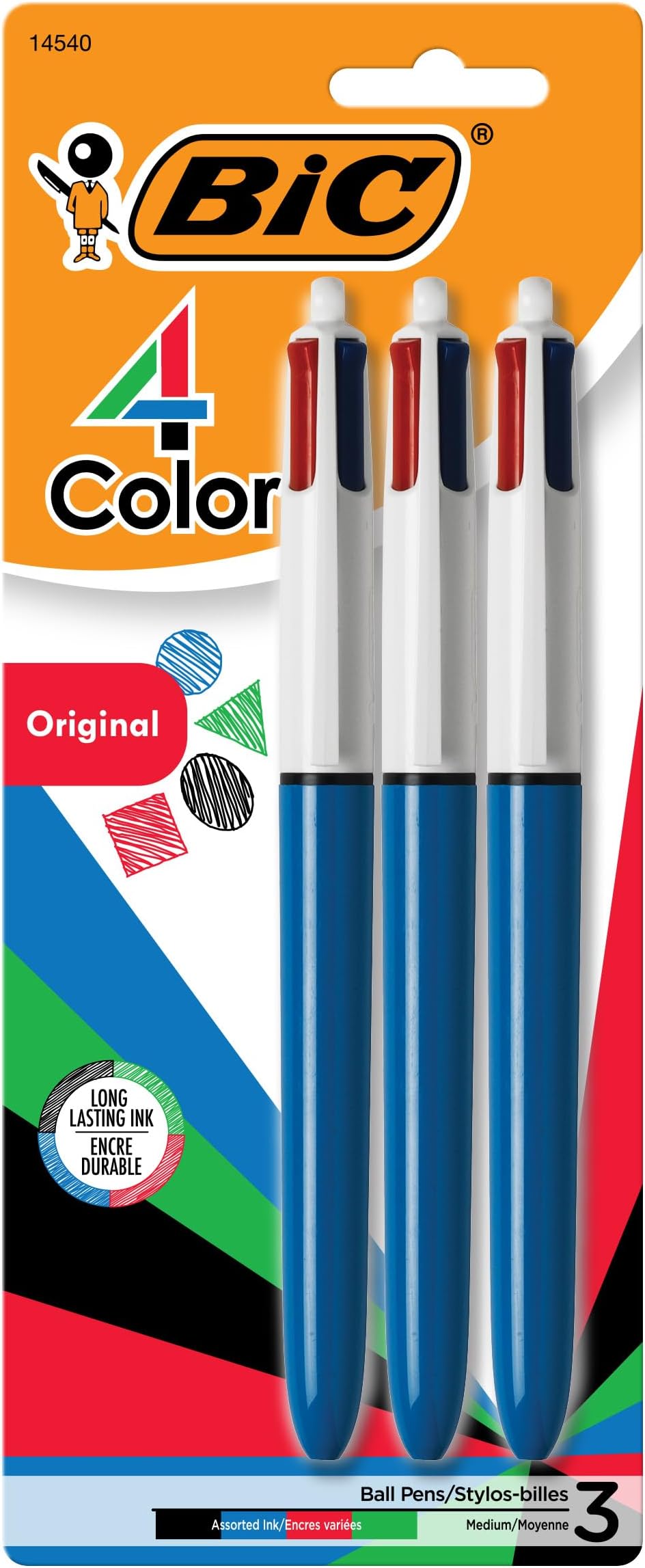 BIC 4-Color Ballpoint Pen, Medium Point (1.0mm), 4 Colors in 1 Set of ...