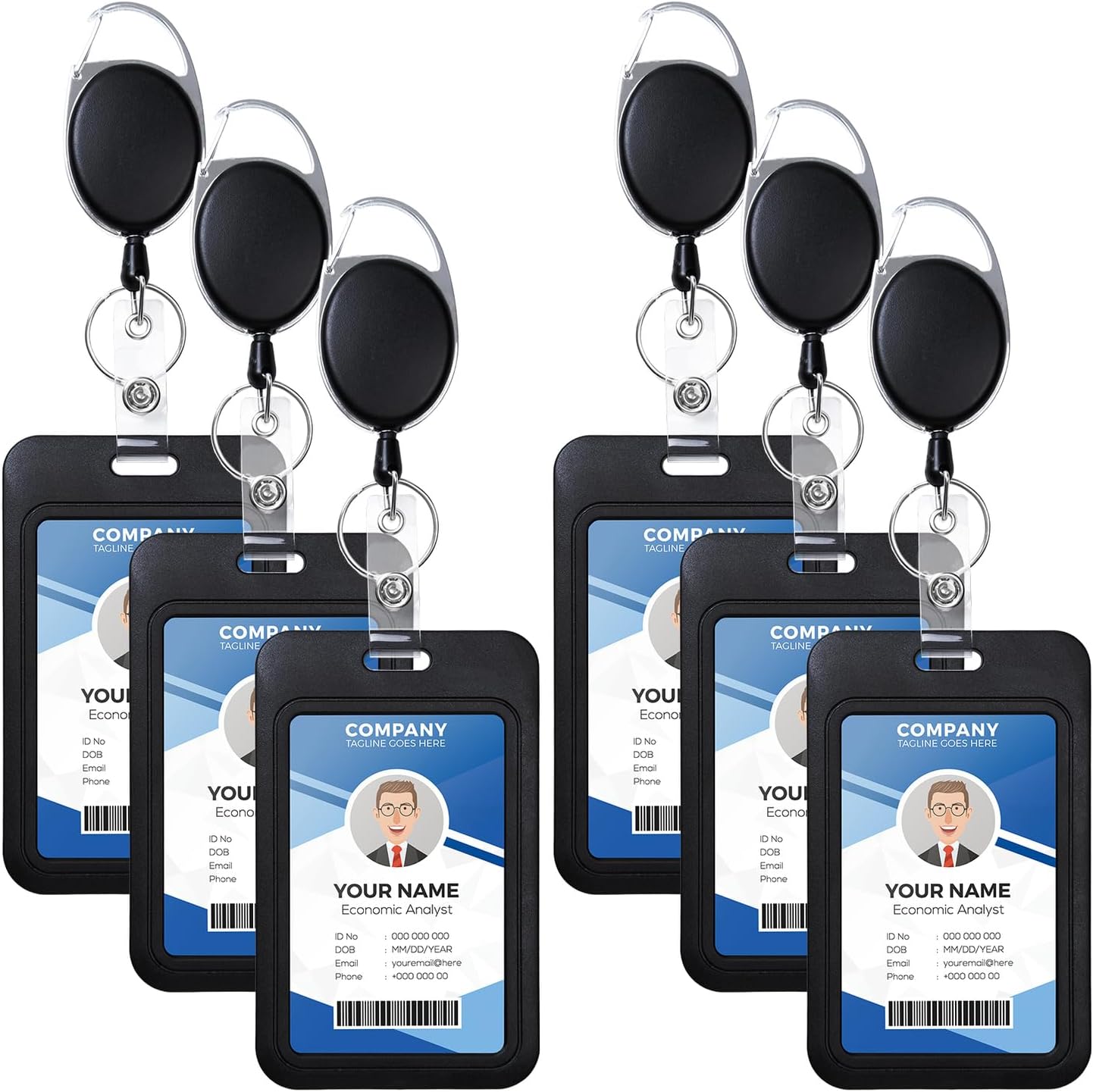 Amazon.com : Clear ID Badge Holder with Retractable Translucent Reel ...