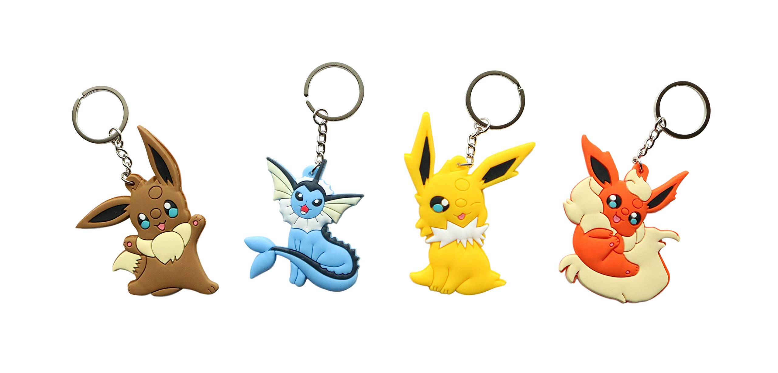 Buy [4-Pack] Eevee Evolutions Poke'mon Keychain Set - Eevee, Vaporeon ...