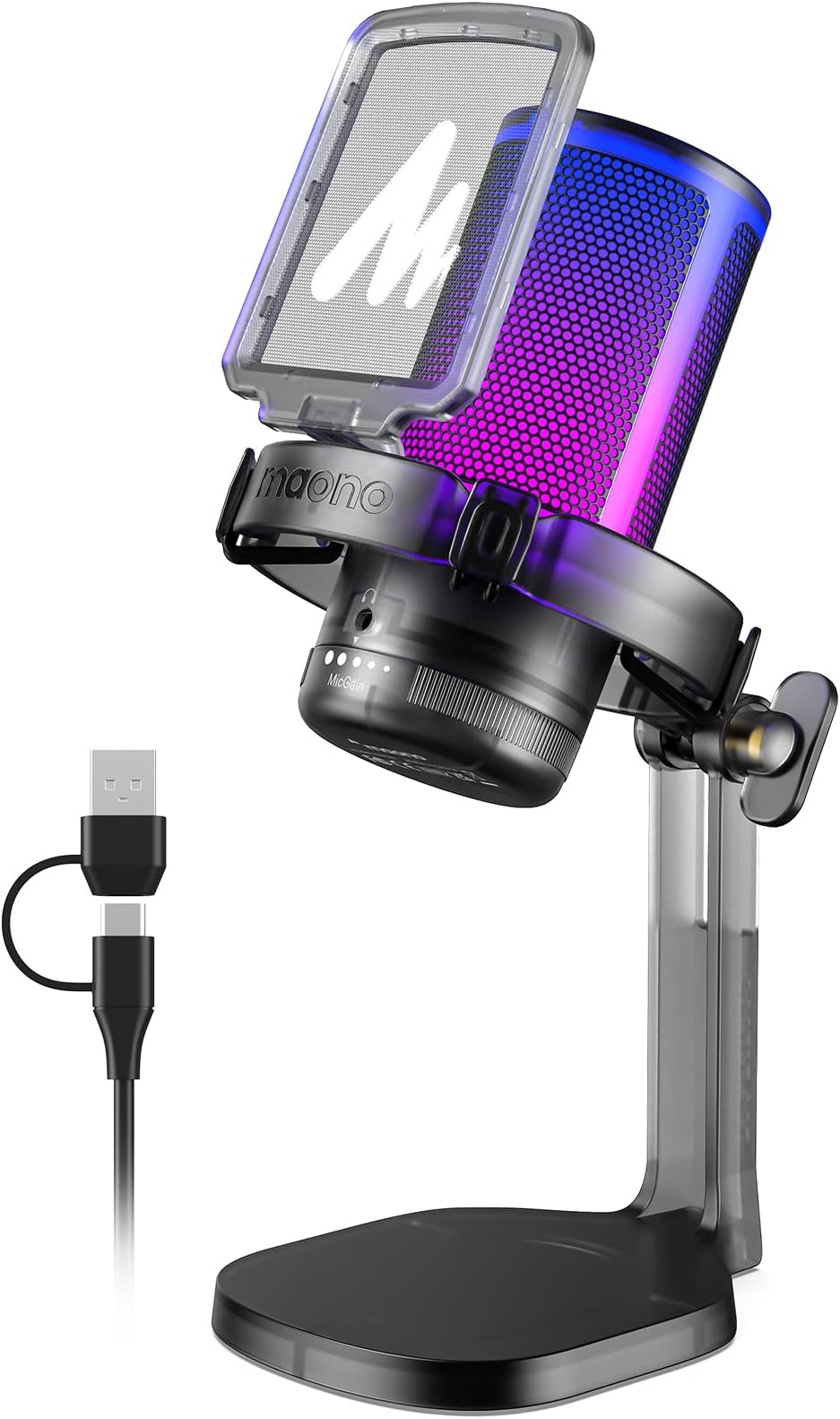 Amazon.com: MAONO Gaming Microphone for PC with Noise Cancellation, USB ...