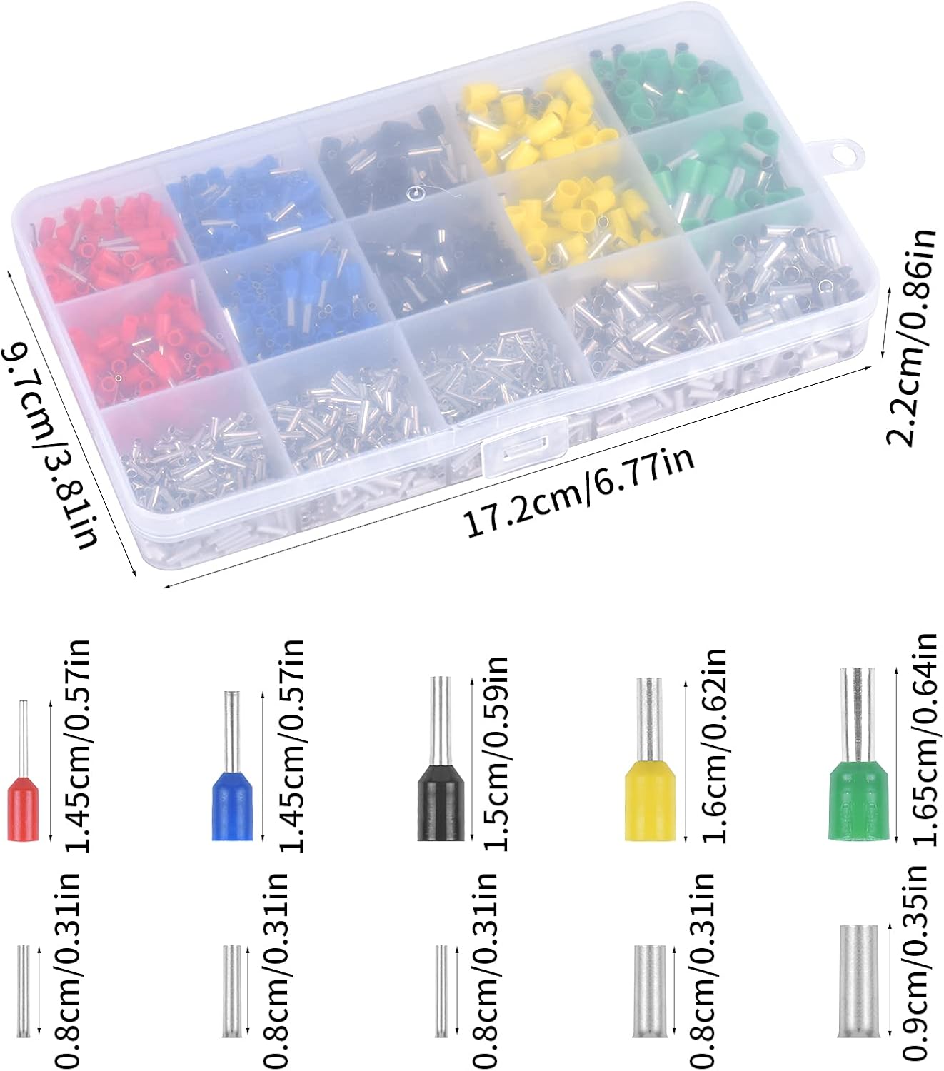 1640 Pcs 12-22 AWG Wire Terminal Ferrules Insulated/ Non Insulated Wire ...