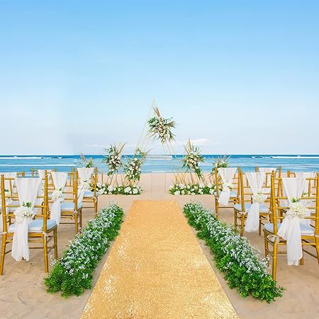 Amazon.com: Wedding Aisle Runners 2ft x 15 ft Gold Sequin Aisle Runner ...
