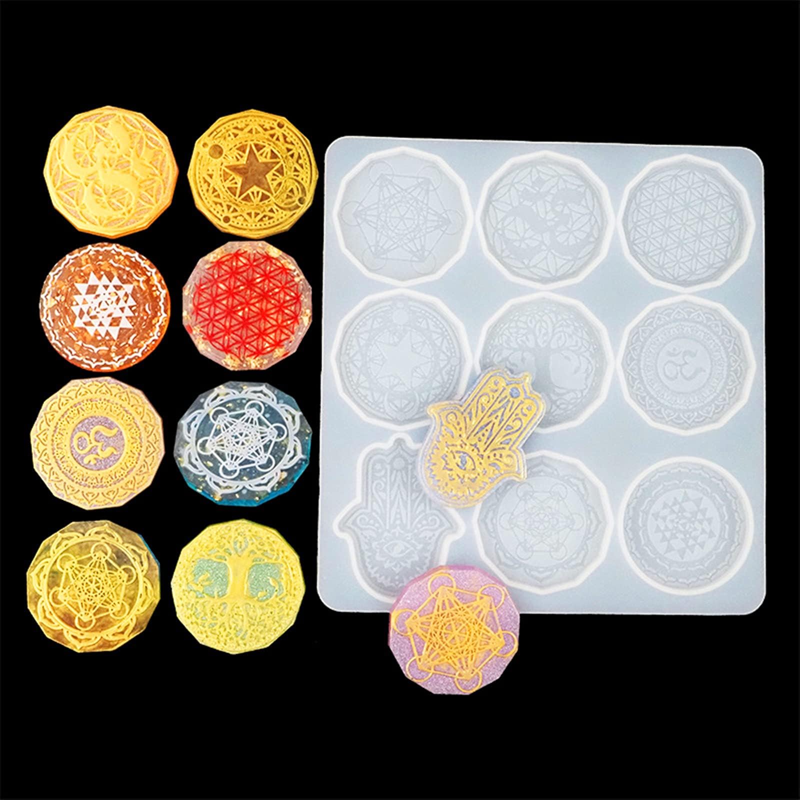 Amazon.com: appuivbt 7 Chakras Stones Resin Molds,Round Crystal ...