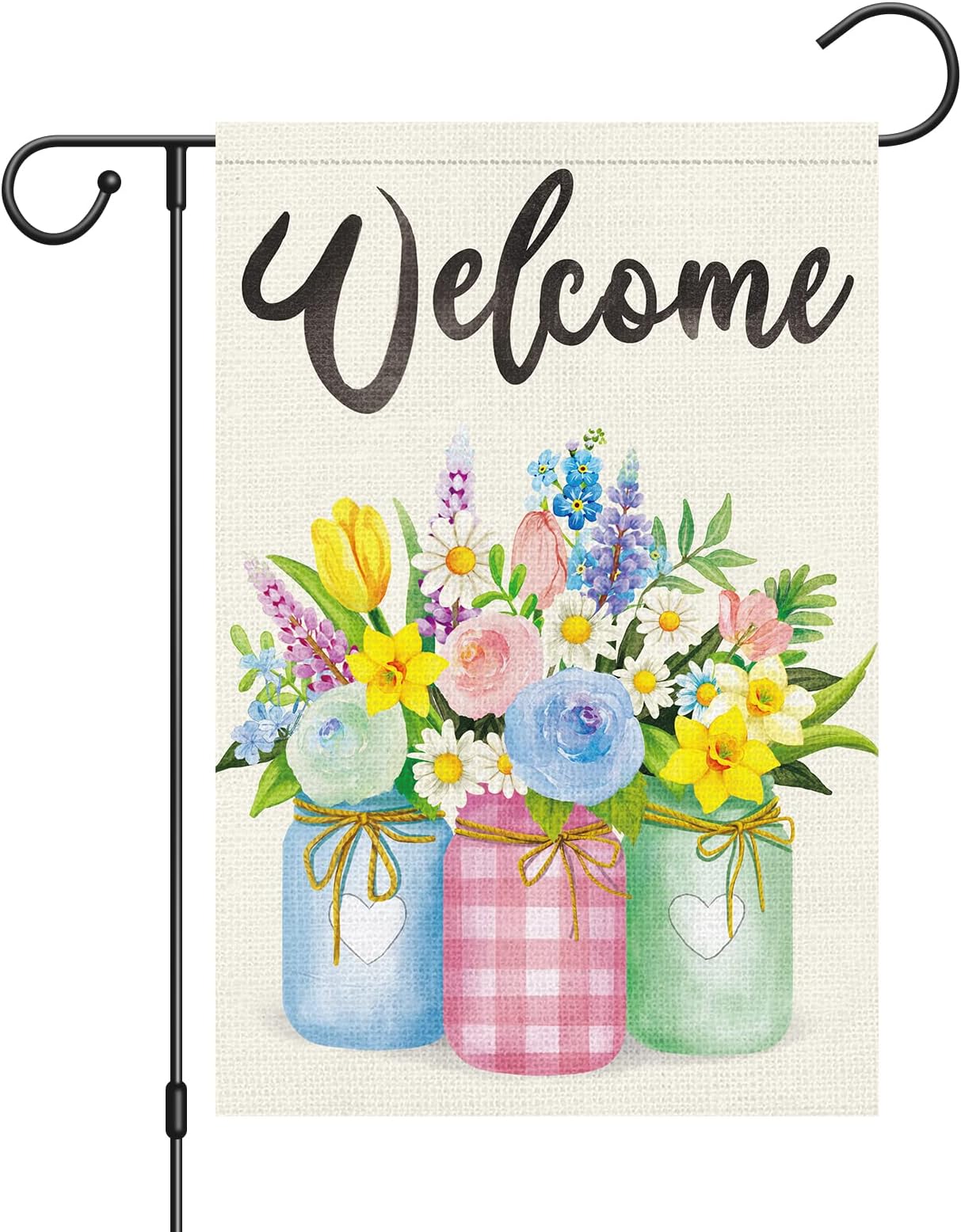 Amazon.com : Welcome Spring Floral Garden Flag 12x18 Double Sided ...