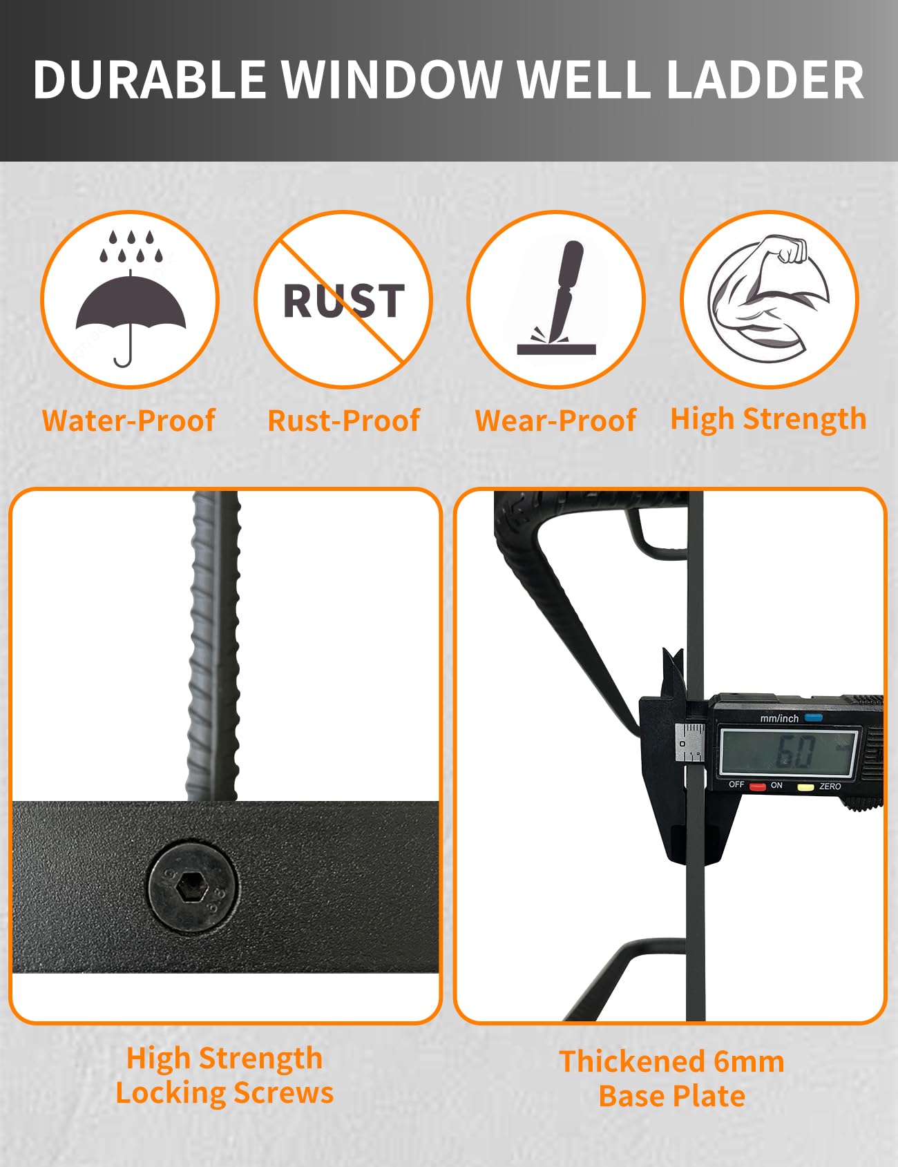 Snapklik.com : 4-Rung Window Well Ladder, Heavy Duty Steel Basement ...