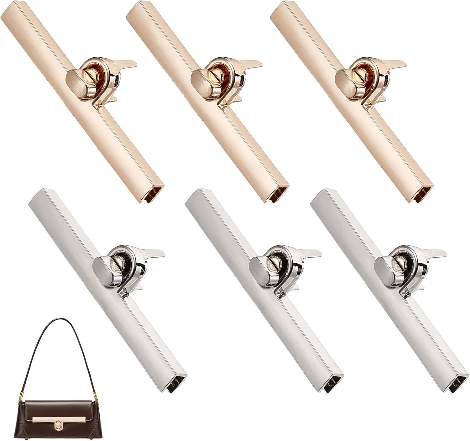 AMIJOUX 6 Sets Turn Lock Clasp Purse Closure, Metal Hardware Clip Clasp ...