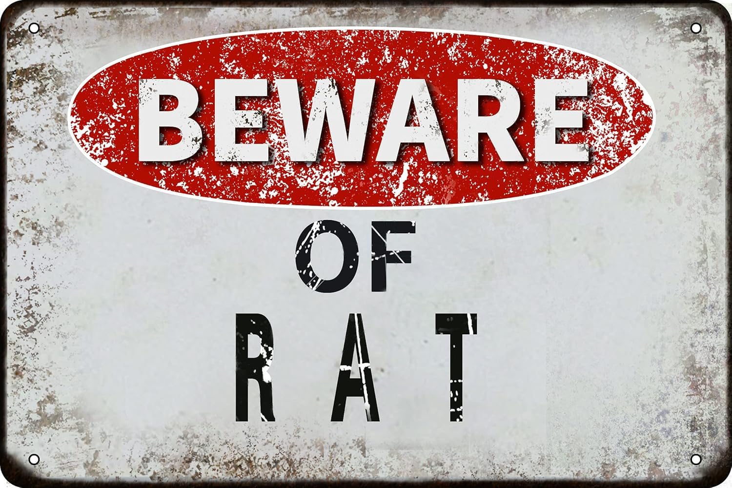 Amazon.com : Cuixue Beware of Rat Vintage Metal Tin Sign Retro Funny ...