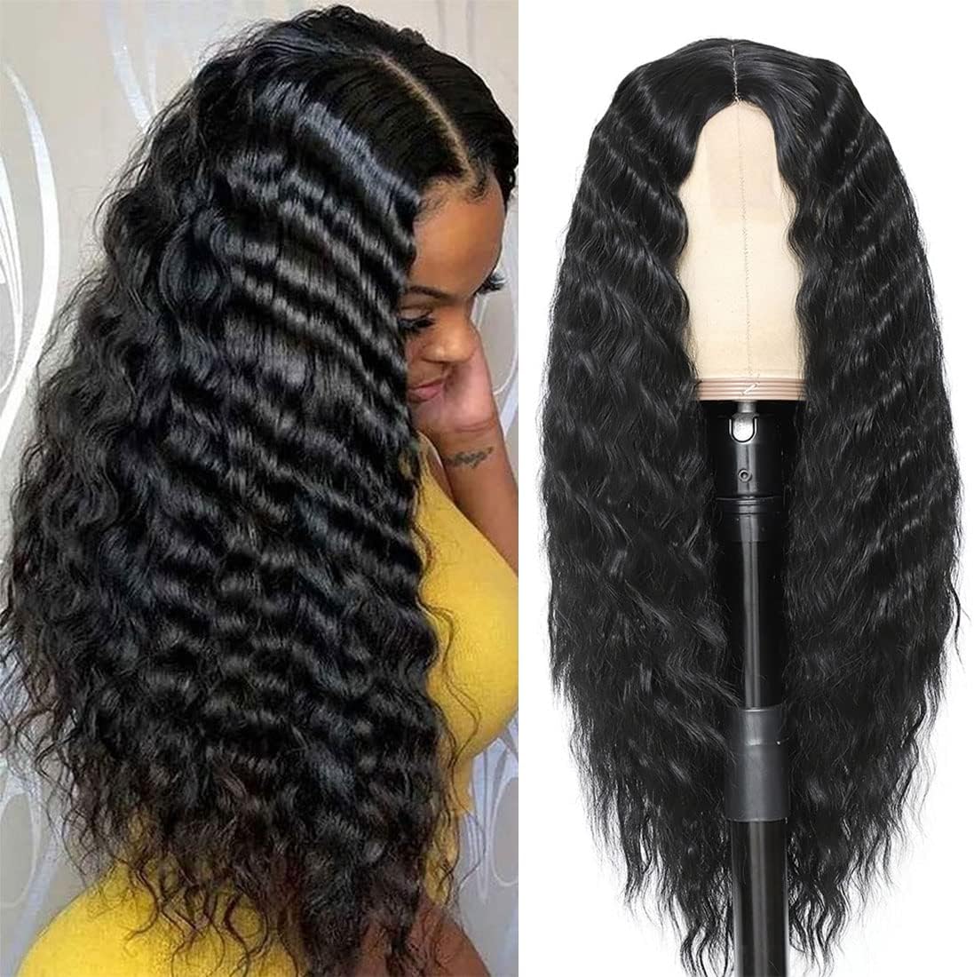 Amazon.com : NOSTALGIA 32 Inch Long Kinky Straight Wig Copper Brown ...