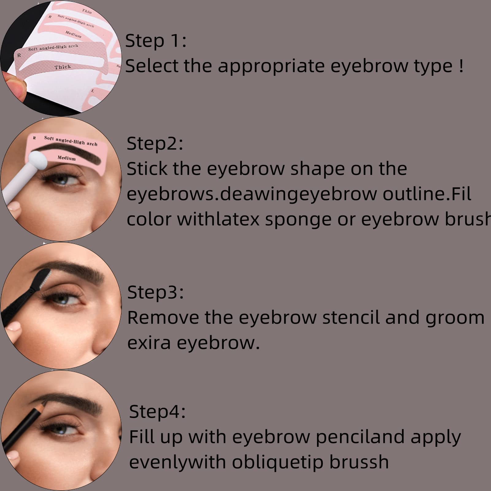 Soft Angled Eyebrow Stencil
