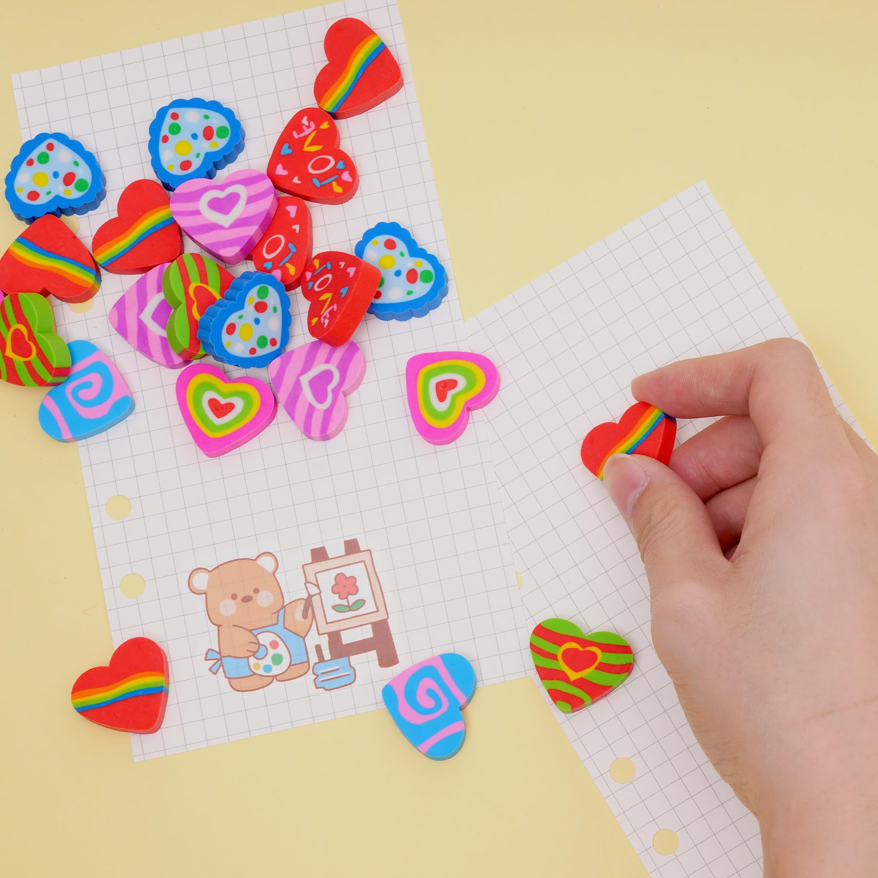 Snapklik.com : 60pcs Valentines Day Erasers For Kids, Mini Heart Pencil ...