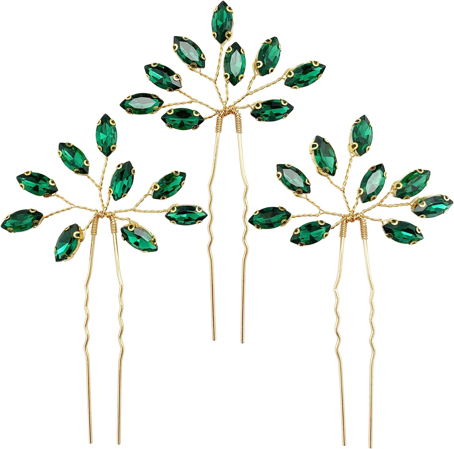 Amazon.com : PRETTYLIFE Crystal Bridal Hair Pins 3 Pieces Rhinestone ...