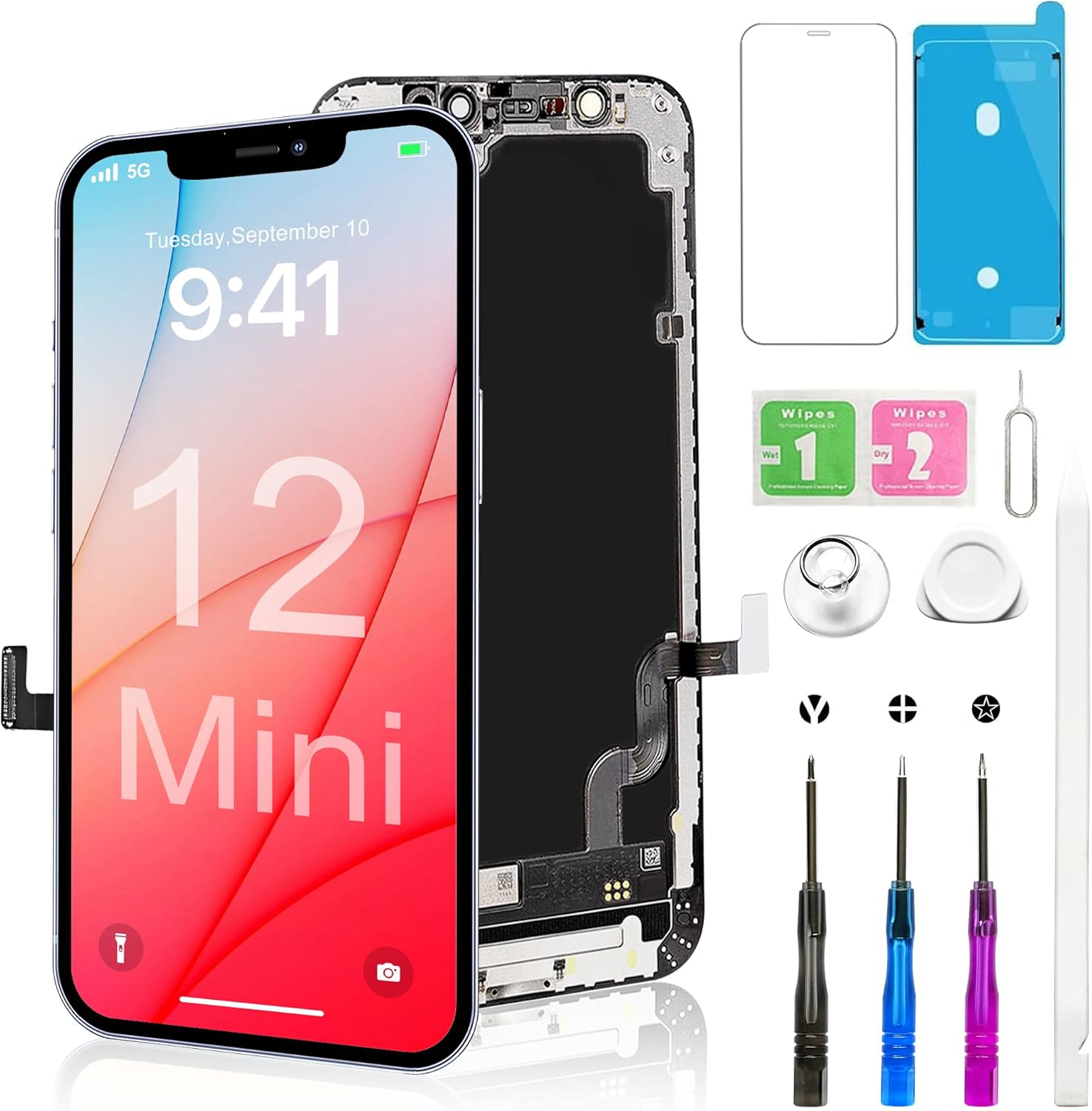 Amazon.com: for iPhone 12 Mini Screen Replacement Kit Full FHD (5.4 ...