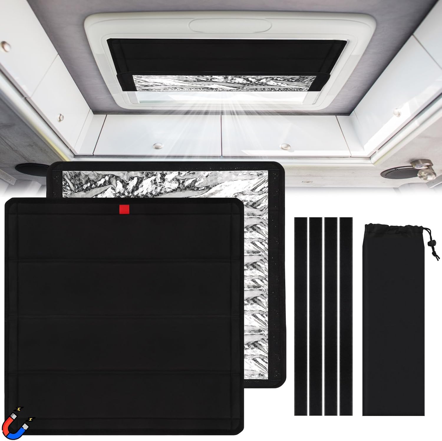 Amazon.com: 2pcs RV Window Cover, 16.5" X 16.5" Magnetic Camper Door ...