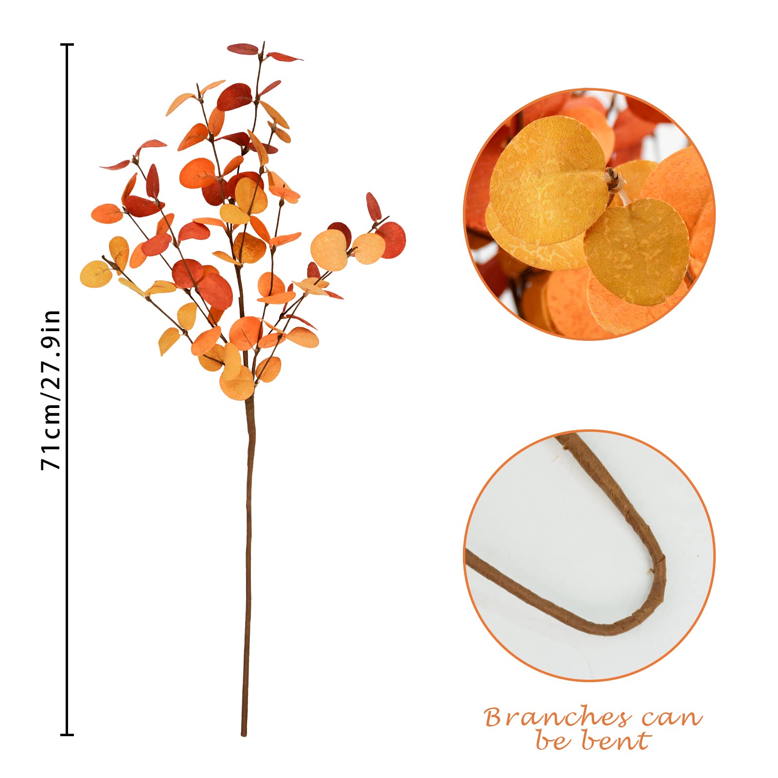 Agusbagli 6 Pcs Artificial Eucalyptus Leaves 28'' Tall Fall Flowers ...