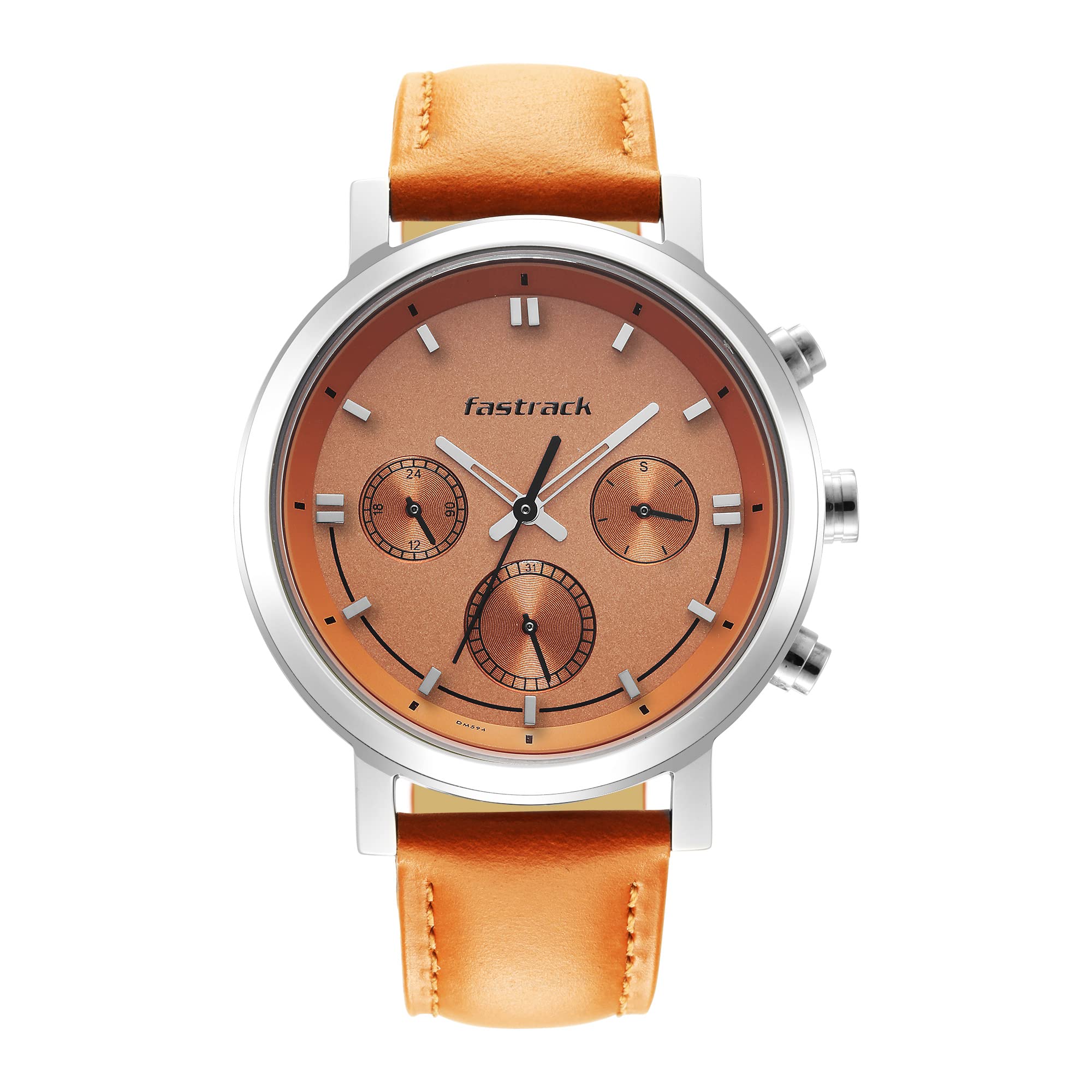 Fastrack Mens Analog Orange Dial Orange Band Leather Watch : Amazon.in ...