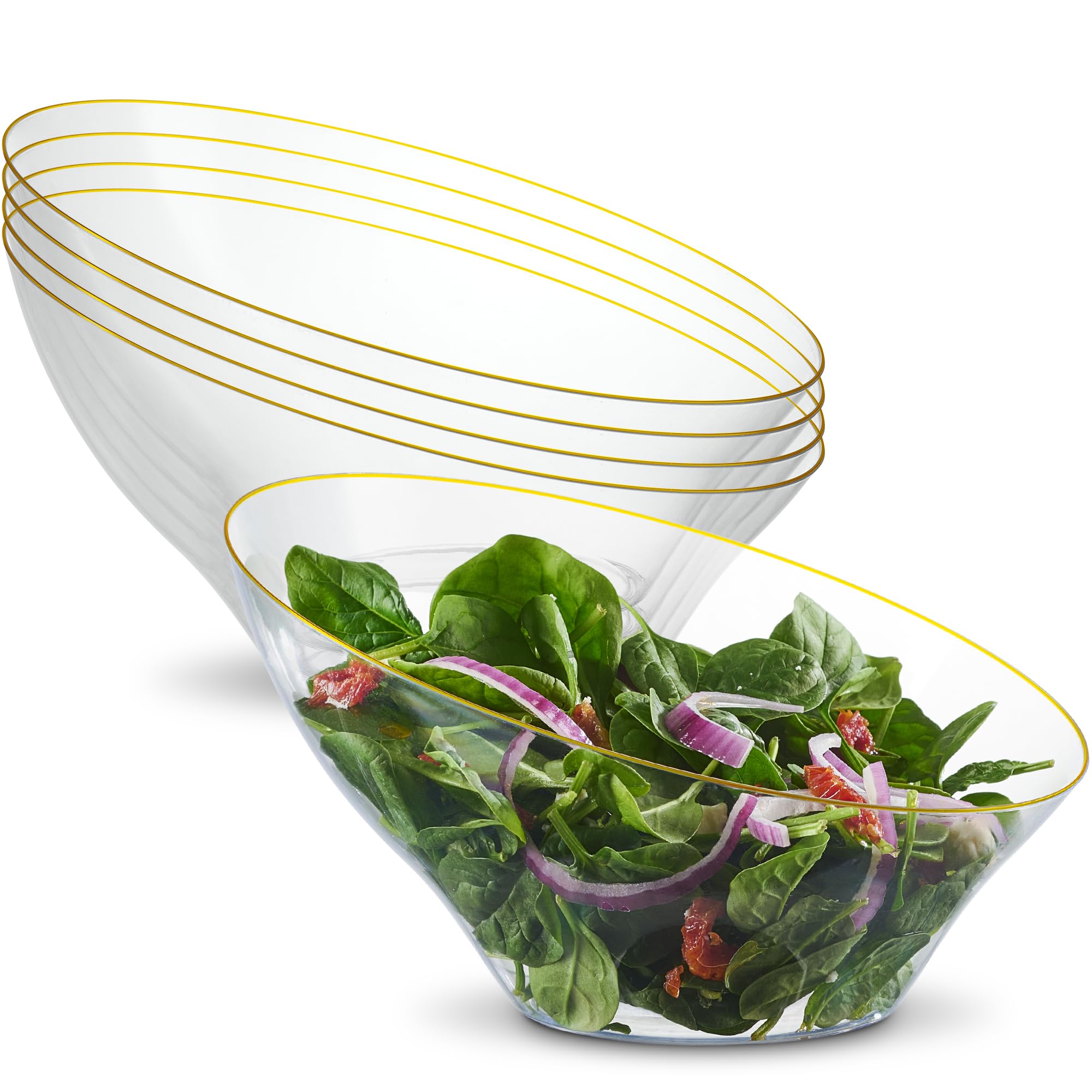 Amazon.com: PLASTICPRO Angled Plastic Bowls Disposable Large Plastic ...