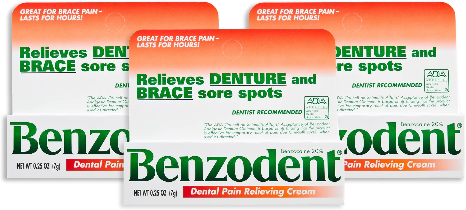 Amazon.com: Benzodent Dental Pain Relieving Cream 0.25 Oz (3 Pack ...
