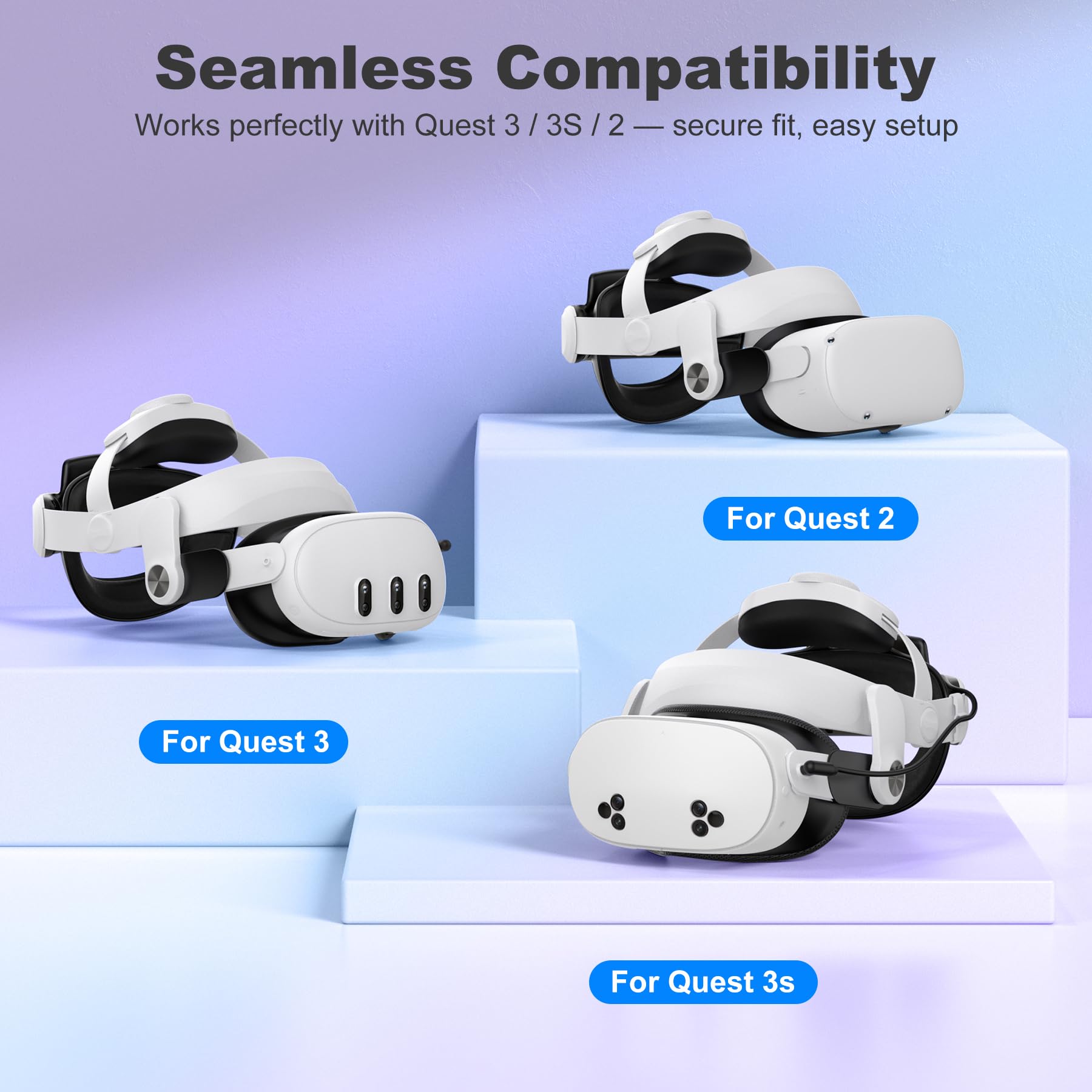 Snapklik.com : VR Headset Strap For Meta Quest 3S/3/2, 6700mAhX2 Hot ...