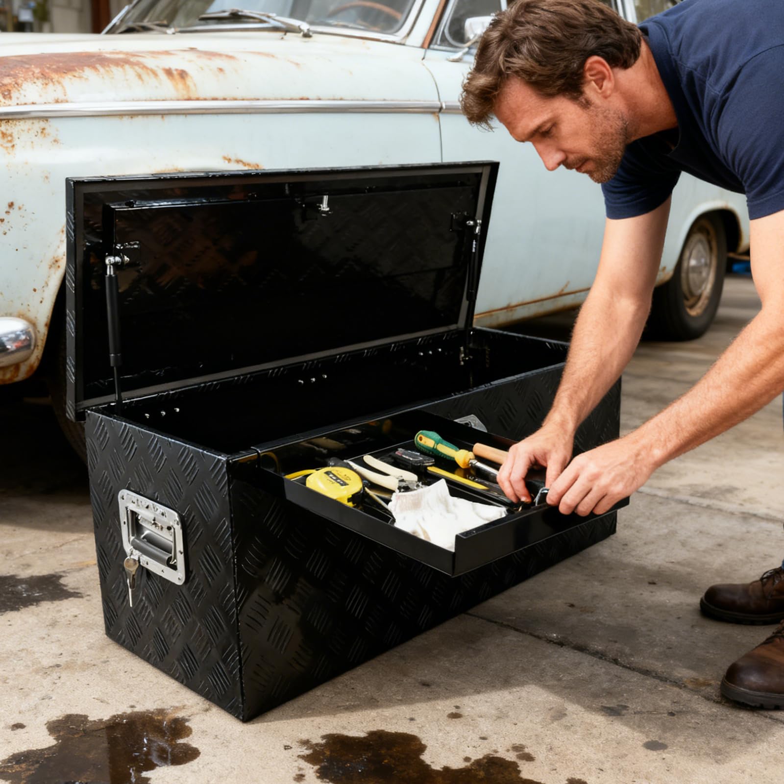 Snapklik.com : LucaSng 39"X13"X10" Black Aluminum Heavy Duty Pick Up Truck Bed Tool Box Trailer ...