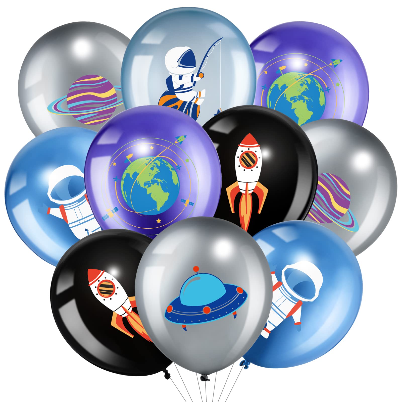 Amazon.com: 48 Pieces Outer Space UFO Party Balloons, 12 Inch Latex ...