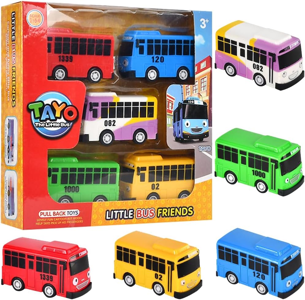 LGQHCE Bus Toy Truck,5 PCS Bus Small Model Car Roles Toy Cars Alloy Toy ...