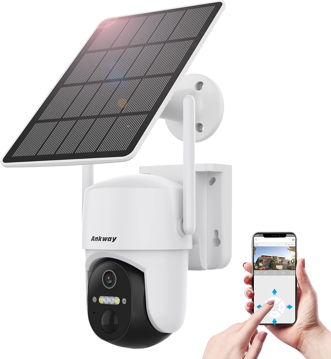Ankway Outdoor Surveillance Camera, 2K Solar Cameras with Color Night ...