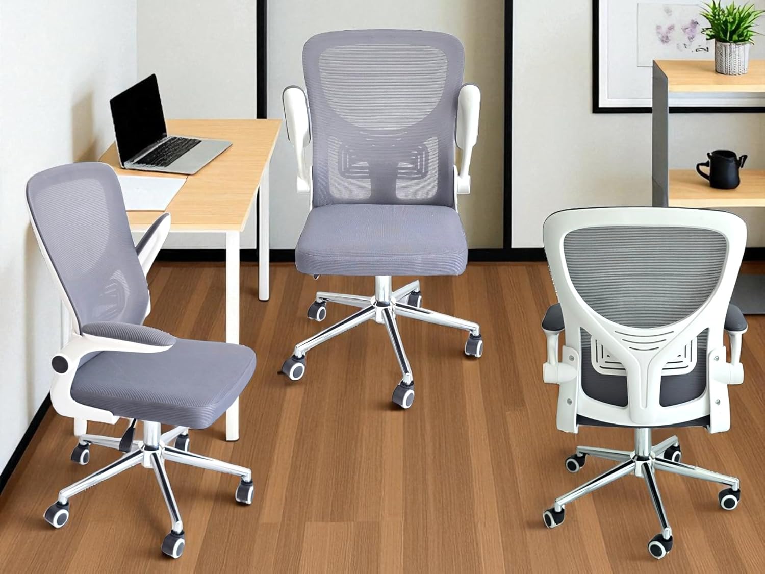 Multi Home Furniture White & Grey Mesh Office Chair – Ergonomic Chair ...
