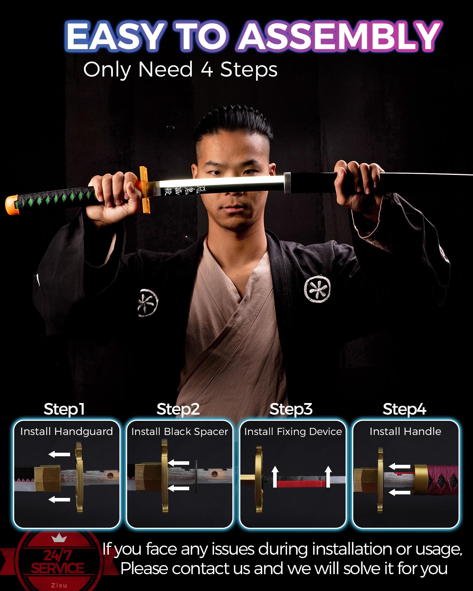 Snapklik.com : Zisu Light Up Muichiro Sword - 40-Inch Sword