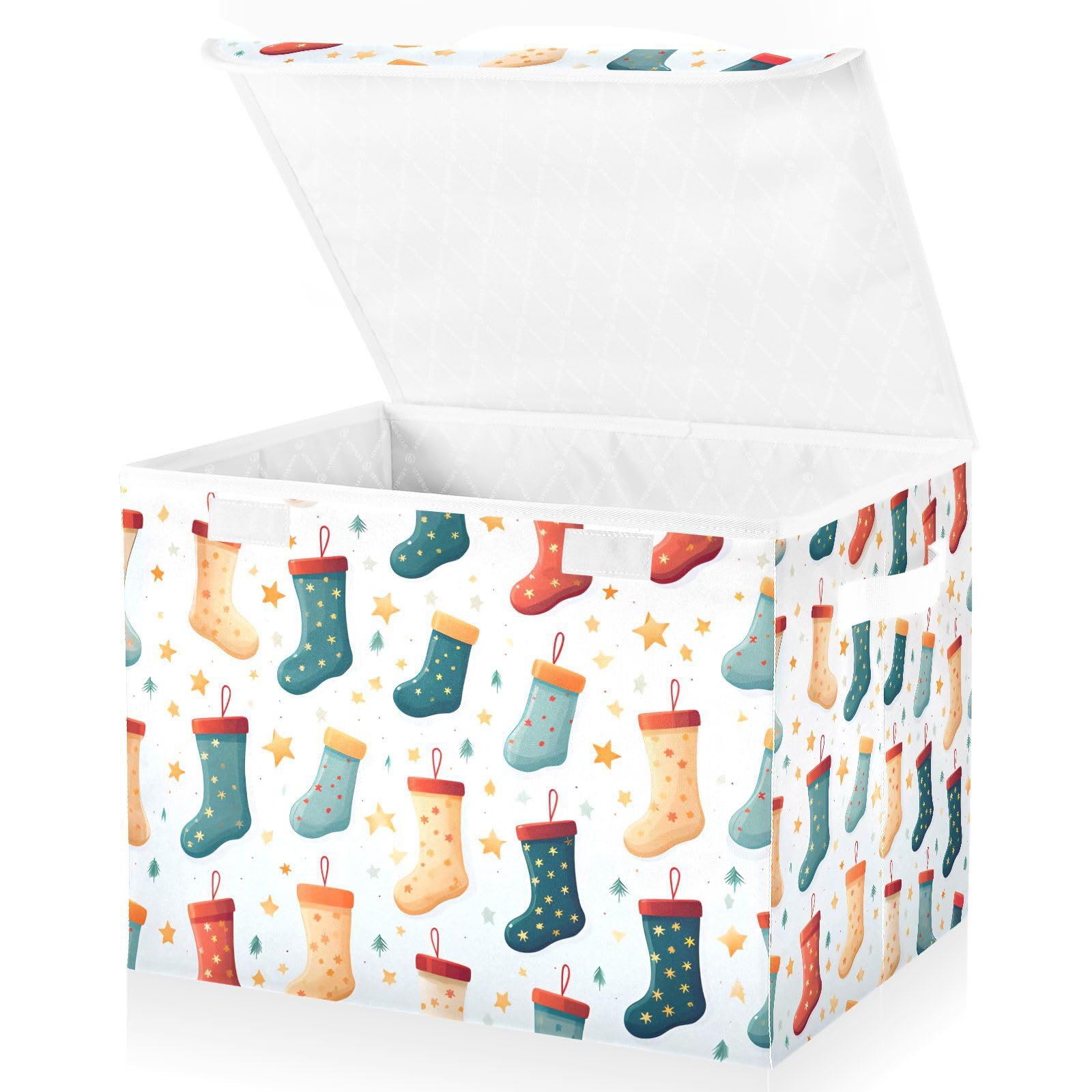 Amazon.com: Large Storage Bins with Linen Christmas Colorful Stockings ...