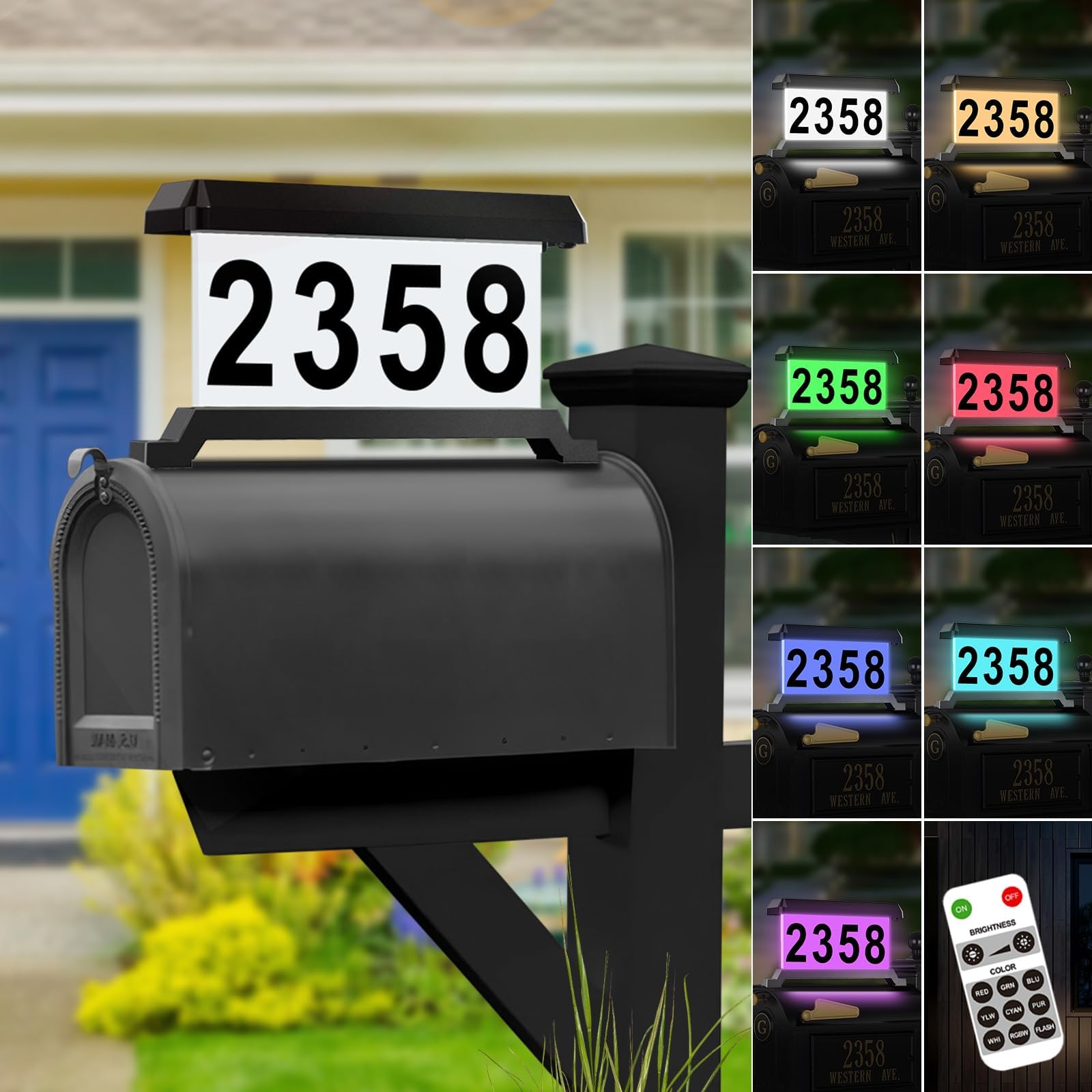 Amazon.com: Solar Backlit Address Sign for Mailbox, House Number Plaque ...