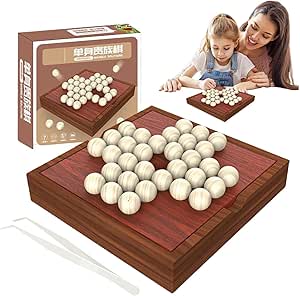 Vecksoy Wooden Solitaire Board Game - Tabletop Games for Kids | Party ...