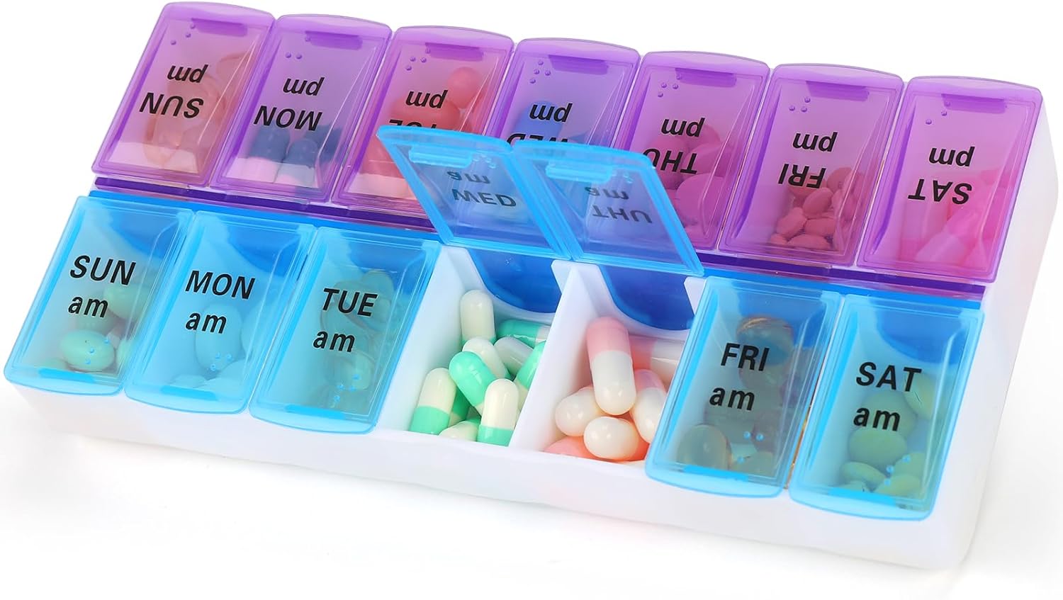 Amazon.com: Weekly 7 Day Large Pill Organizer, Travel Pill Box, Pill ...