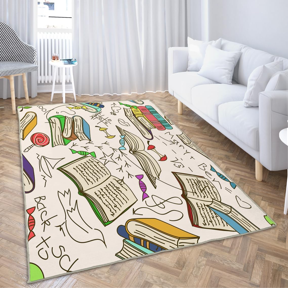 Amazon.com: LOKMU Non-Slip Area Rugs Library Comic Doodle of Books ...