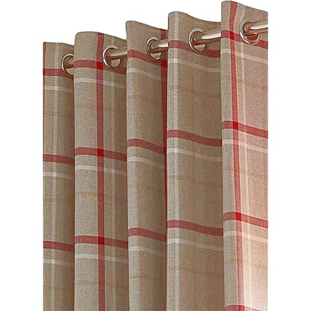 always4u Red Check Curtains Eyelet Red Tartan Highland Wollen Woven ...