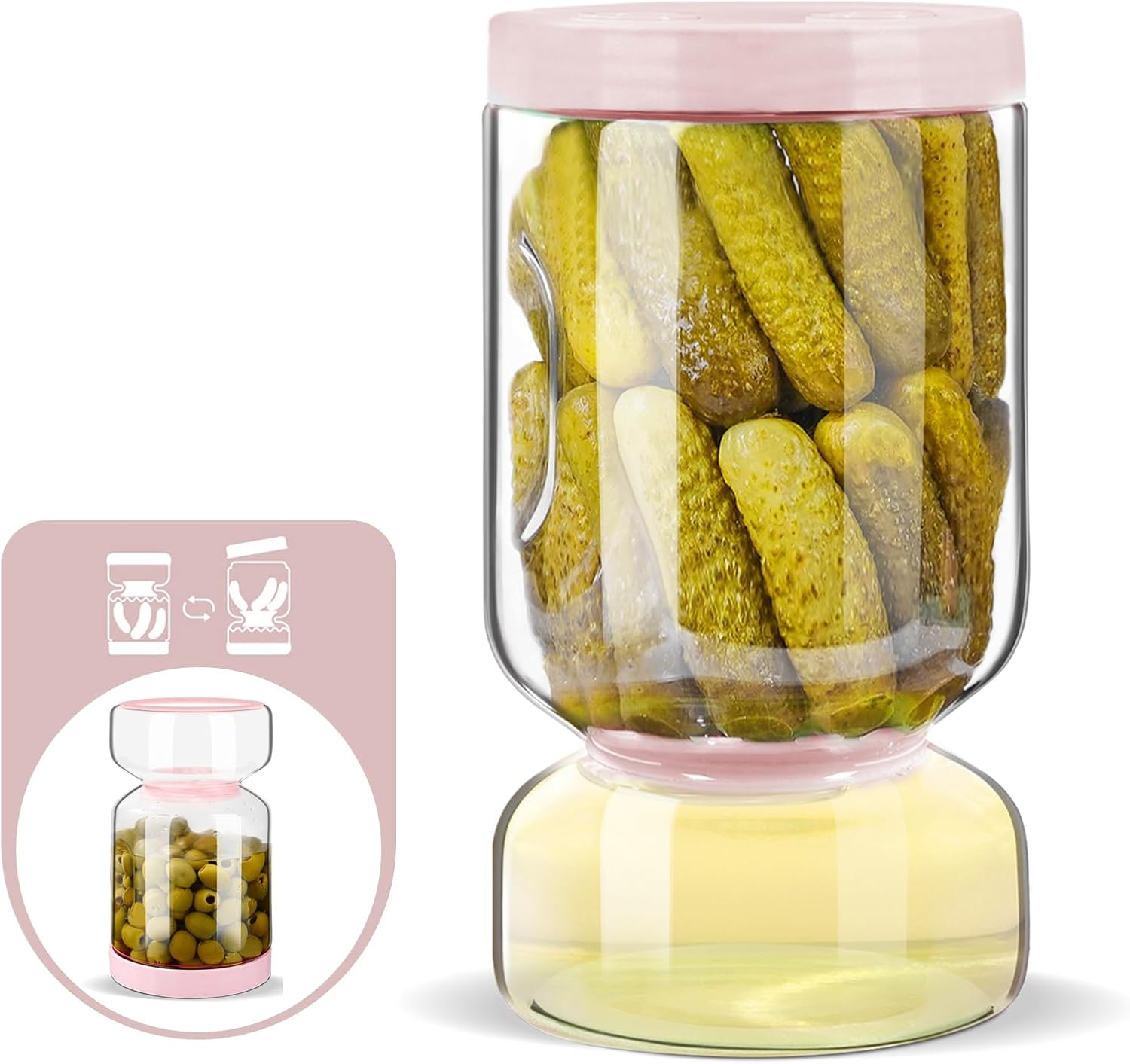 Amazon.com: ZENS Pickle Jar with Strainer Flip, 64 oz Pickle Container ...