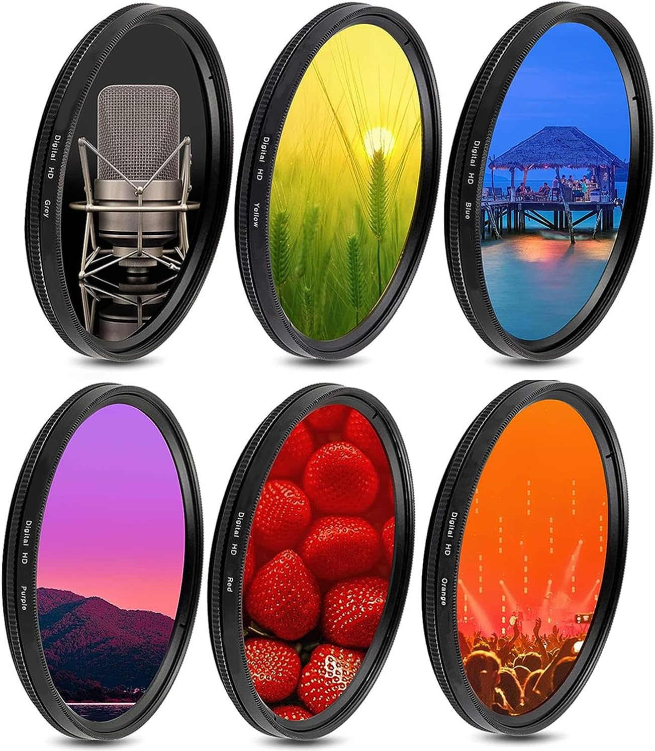 Acuvar 58mm Graduated Color Lens Filter Kit, 6 Piece Gradient Filter ...