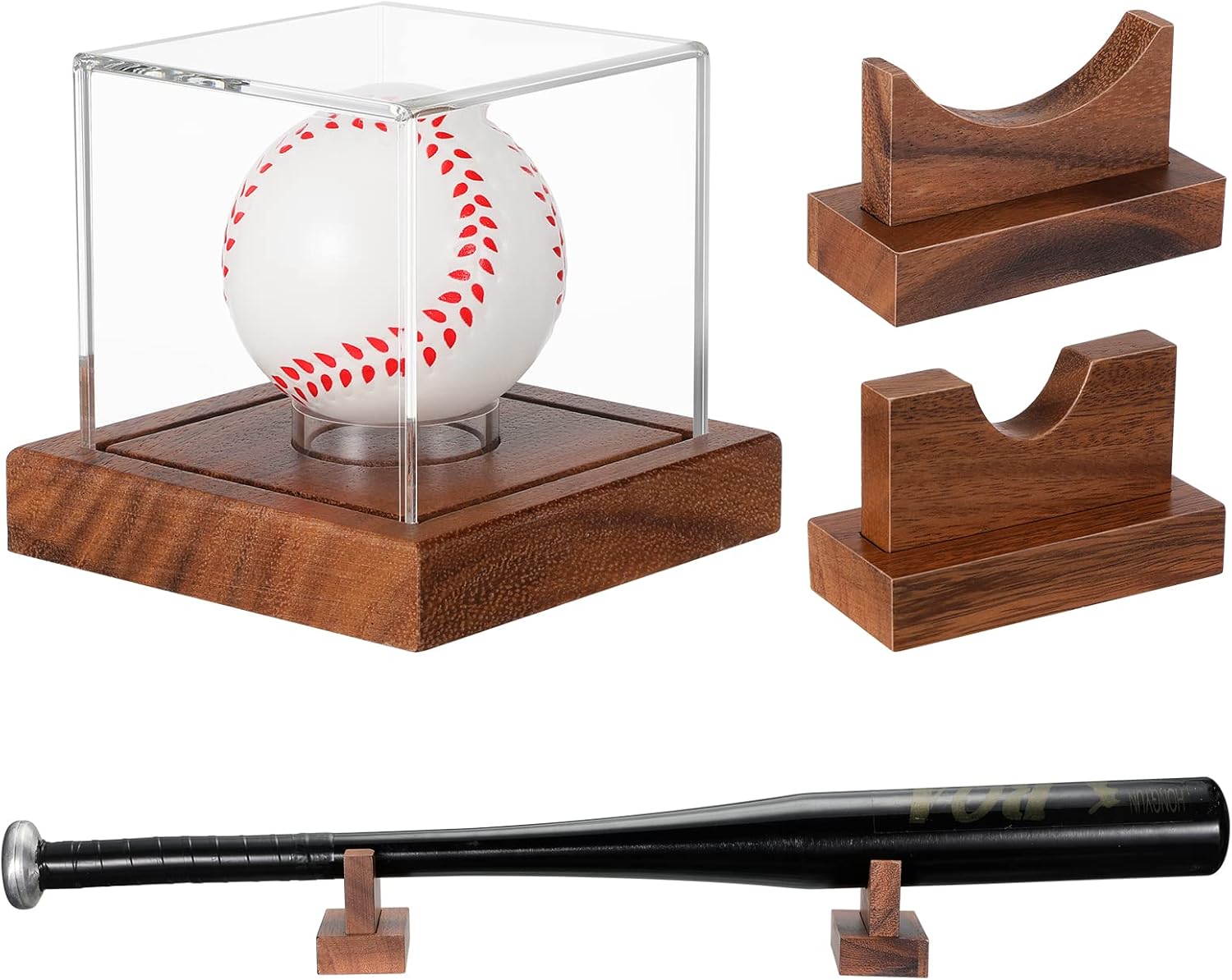 Amazon.com: Baseball Display Case and Baseball Bat Display Stand Set ...