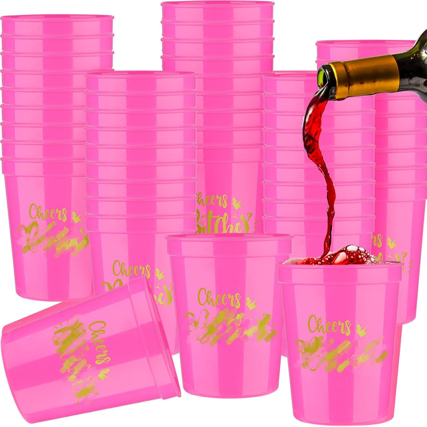 Amazon.com: Irenare 32 Pieces Bachelorette Party Cups 16 oz Plastic ...