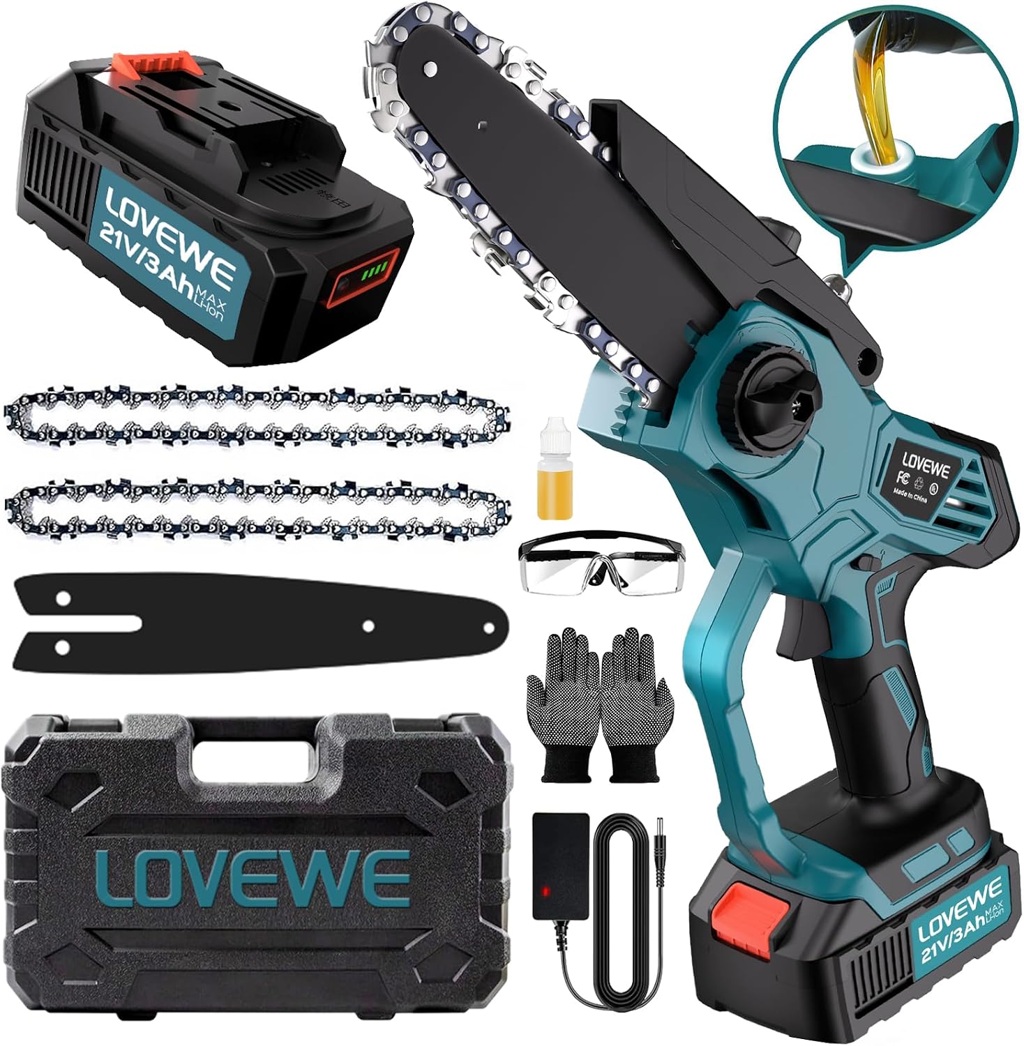 Amazon.com : LOVEWE Mini Chainsaw Cordless, 6 Inch Handheld Electric ...